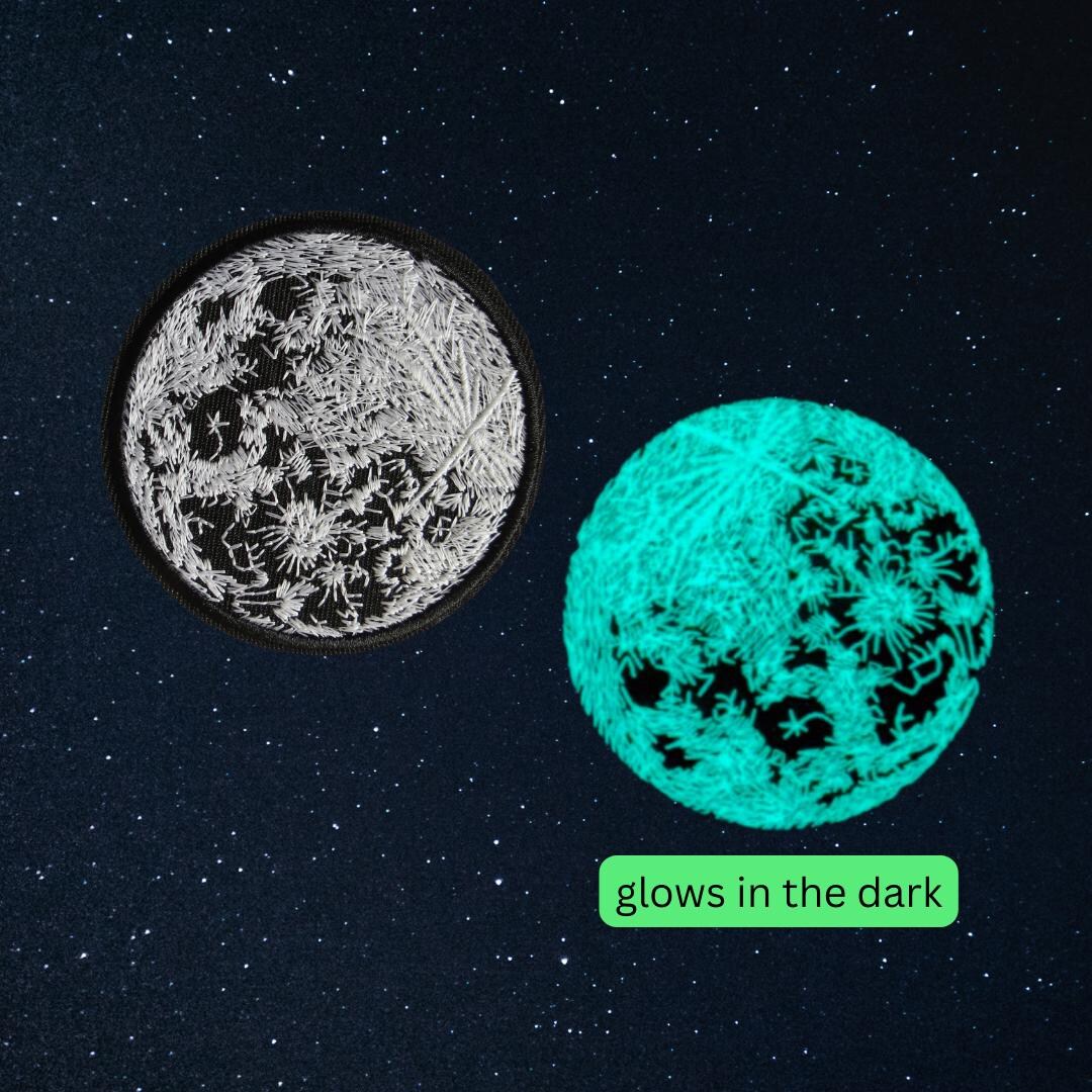 Glow in the Dark Full Moon Patch - Lunar Iron on Patches for Crafting ...