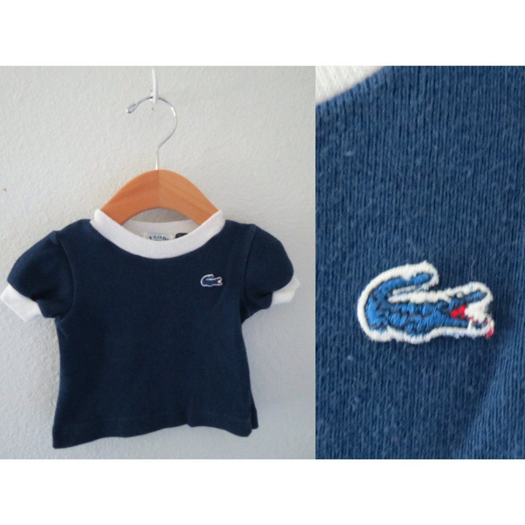 Vintage Baby Izod Lacoste Ringer Tee Shirt Navy Blue Alligator Patch T ...