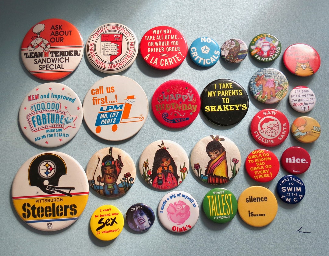Vintage Pinback Buttons Misc. Novelty Pins You Choose Genuine Vintage ...