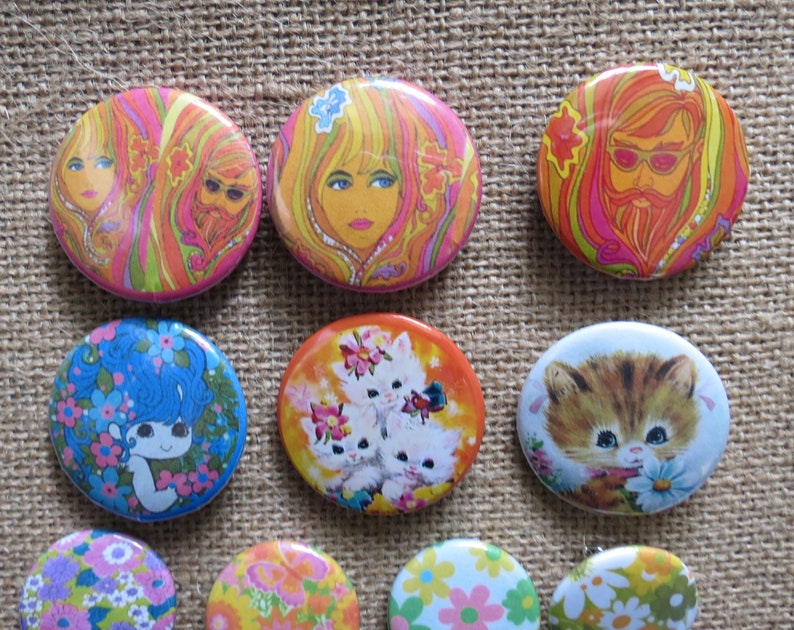Vintage Style Groovy Pinback Button - 60s 70s Retro Reproduction ...