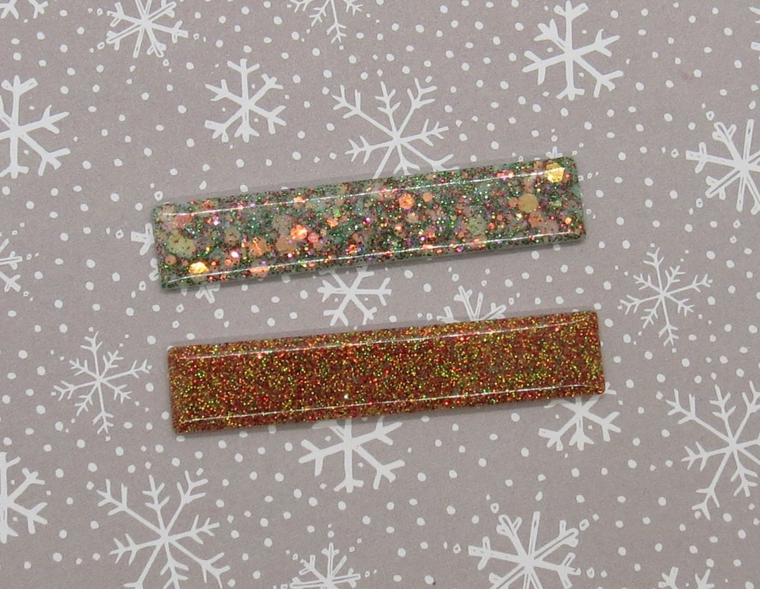 Christmas Hair Clip Holiday Glitter Barrette - Etsy