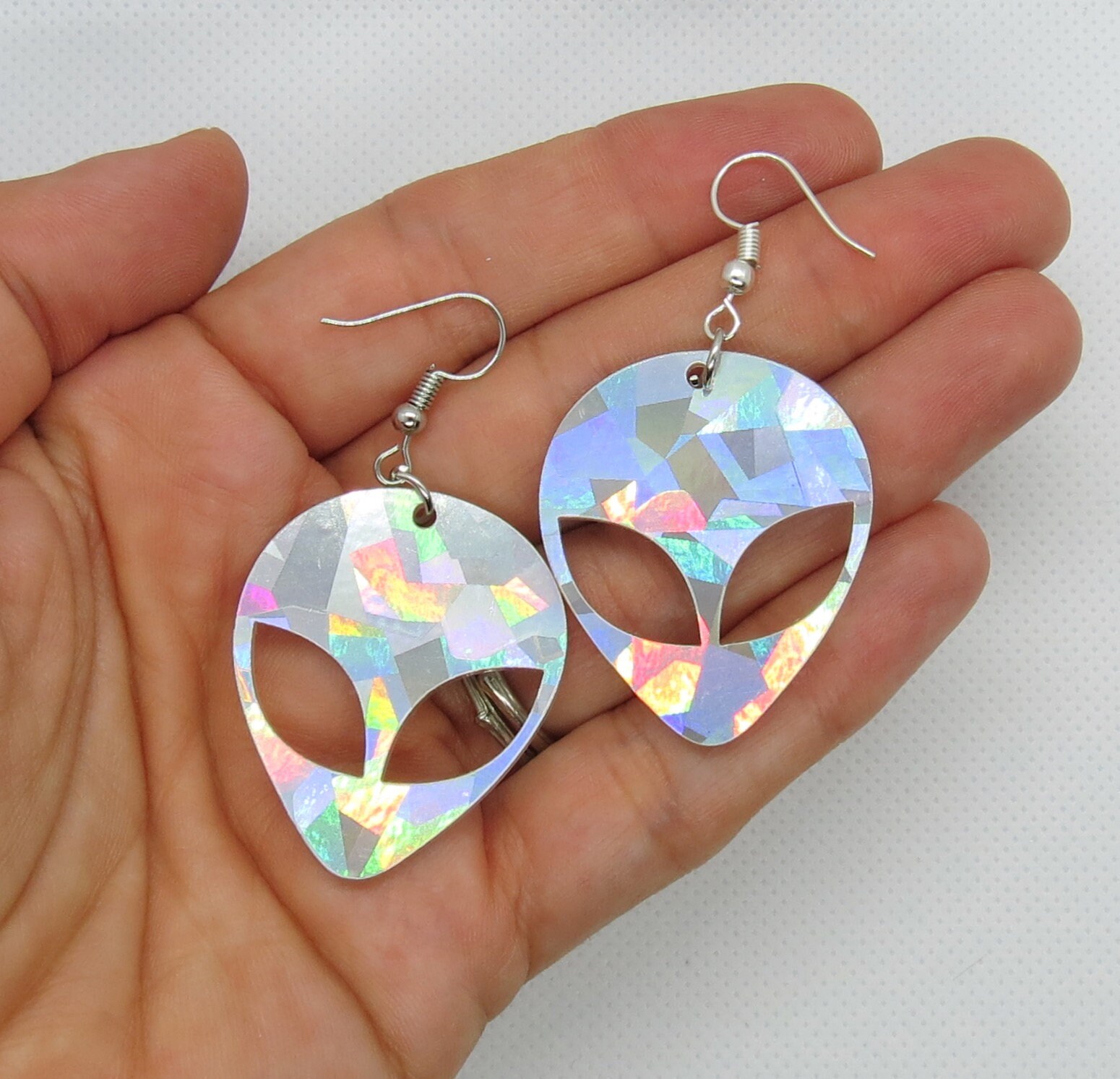 Alien Earrings Holographic Iridescent Drop Earring | Etsy