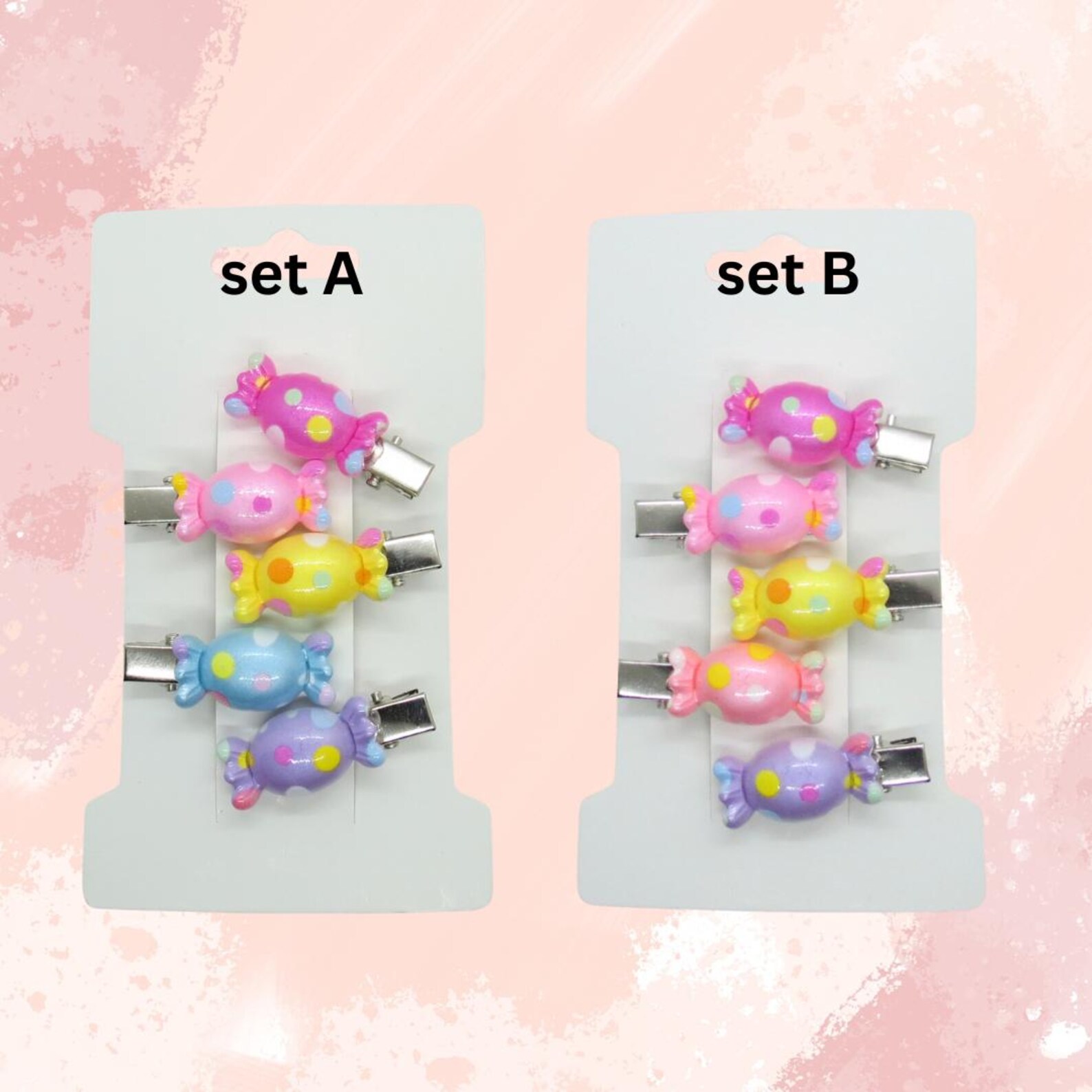 Candy Hair Clips Set - Cute Pastel Polka Dot Candies Barrettes ...