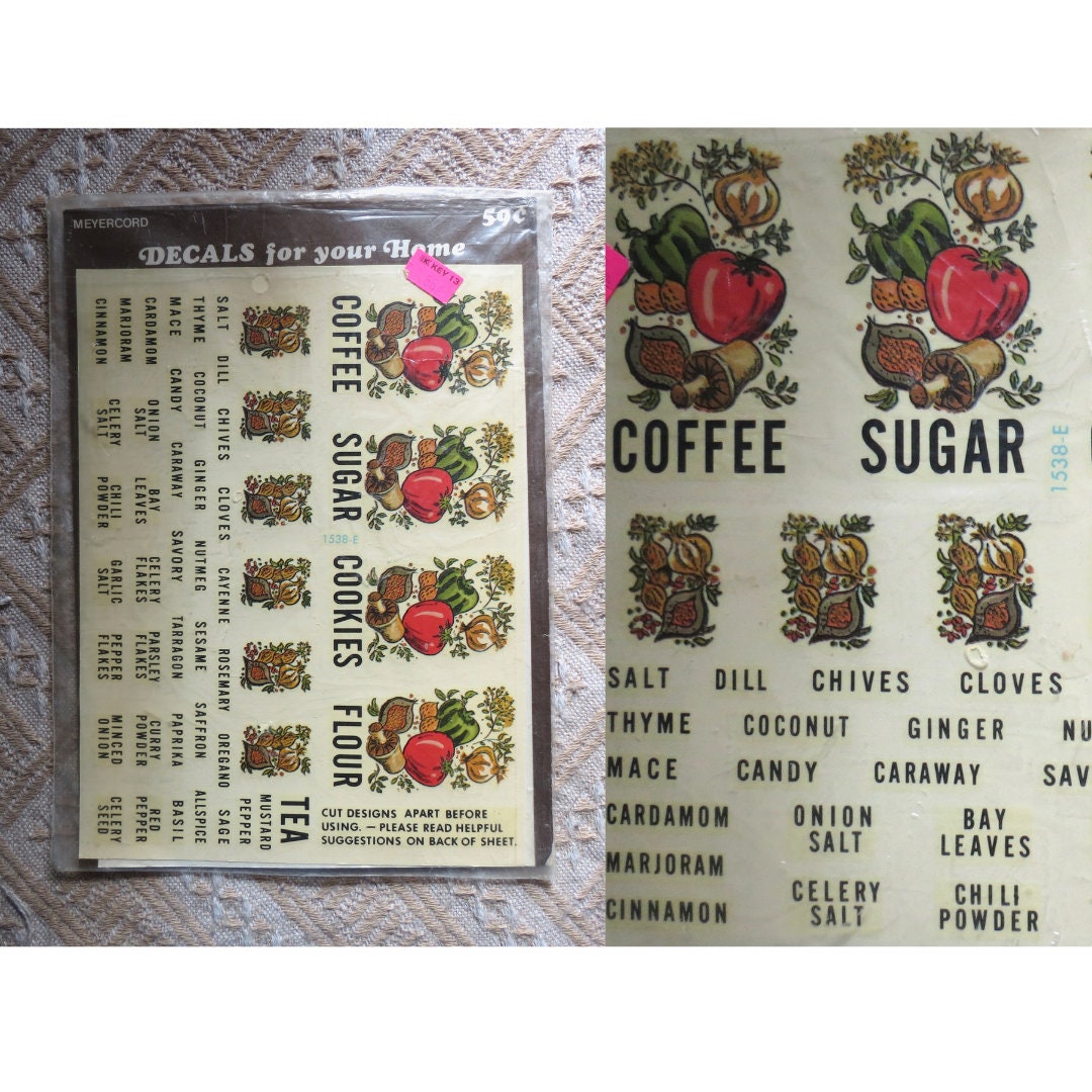 Vintage Kitchen Decals Meyercord Decal Sheet Arts & Crafts 1970s 70s ...