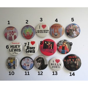 Vintage Pinback Buttons Misc. Music Band Pins You Choose Genuine ...