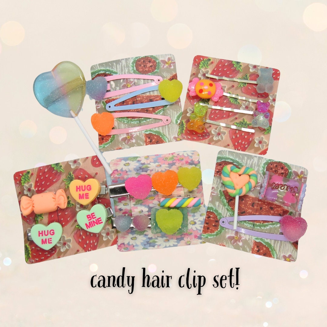 Candy Hair Clip Set Cute Kawaii Candies Lollipops Clips Barrettes - Etsy