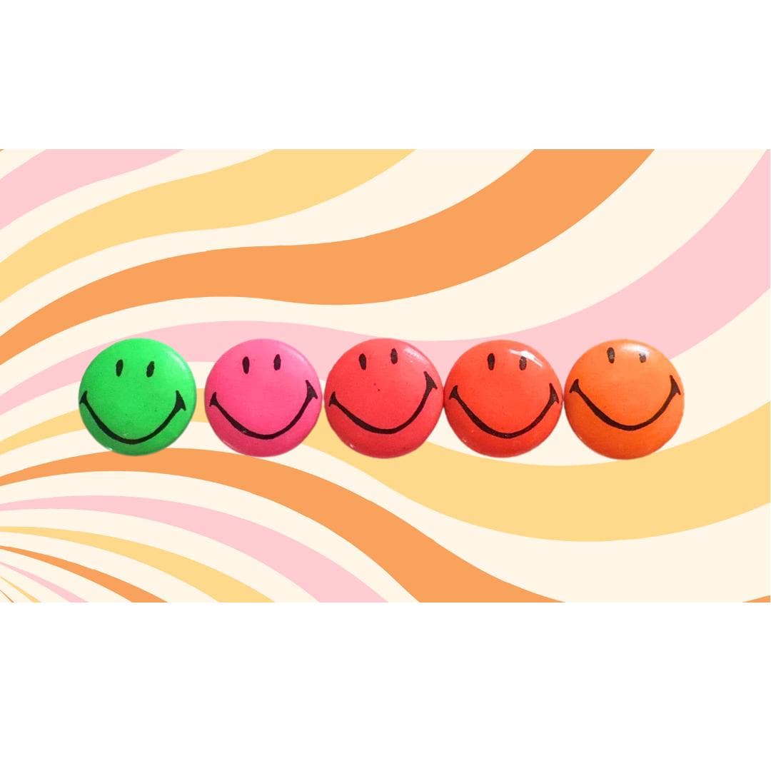Vintage Pinback Buttons - Smiley Happy Face Button - 60s 70s Groovy ...