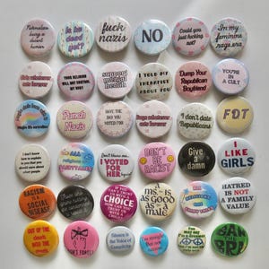 Feminist Pinback Buttons - Coquette Girly Feminine Social Justice ...