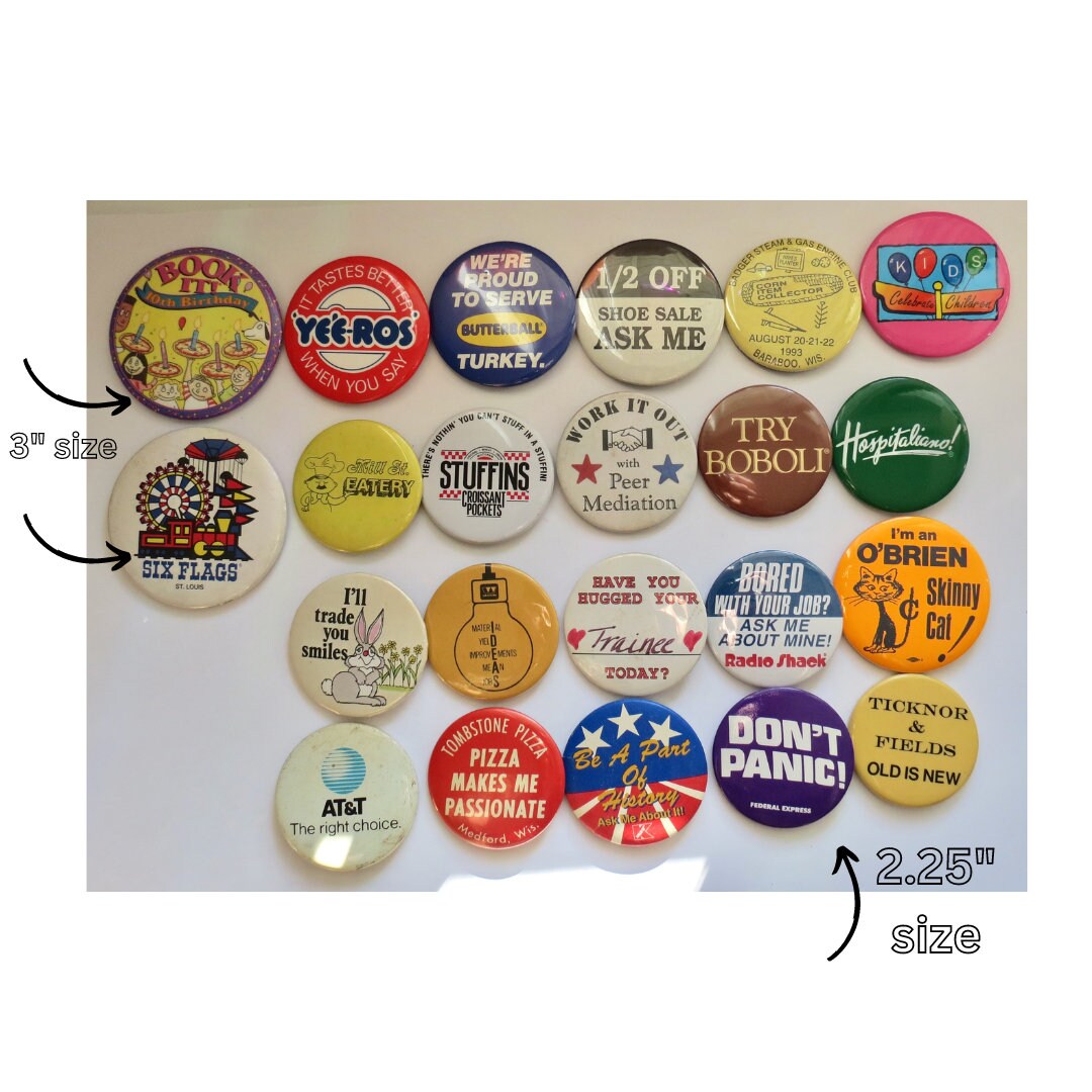 Vintage Pinback Buttons Misc. Novelty Pins You Choose Genuine Vintage ...