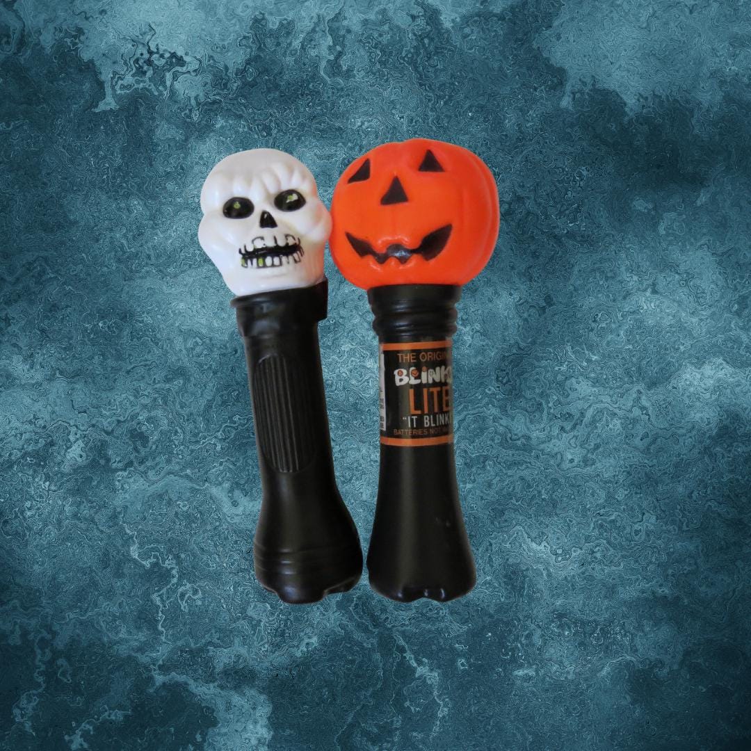 Vintage Halloween Blinky Flashlights - Mini Blow Mold Pumpkin ...