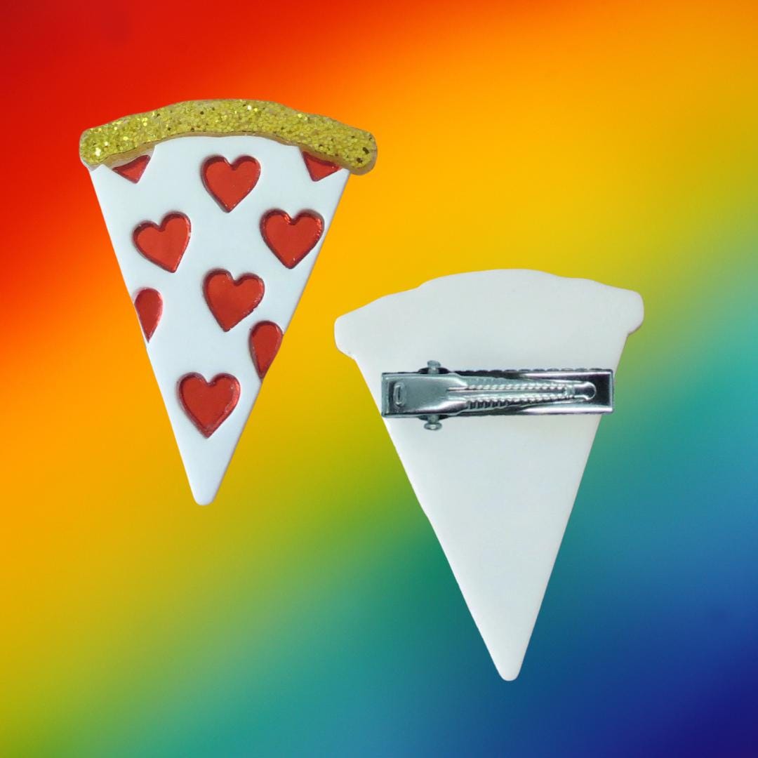 Pizza Hair Clip - Heart Shaped Pepperoni Slice Barrette - Etsy