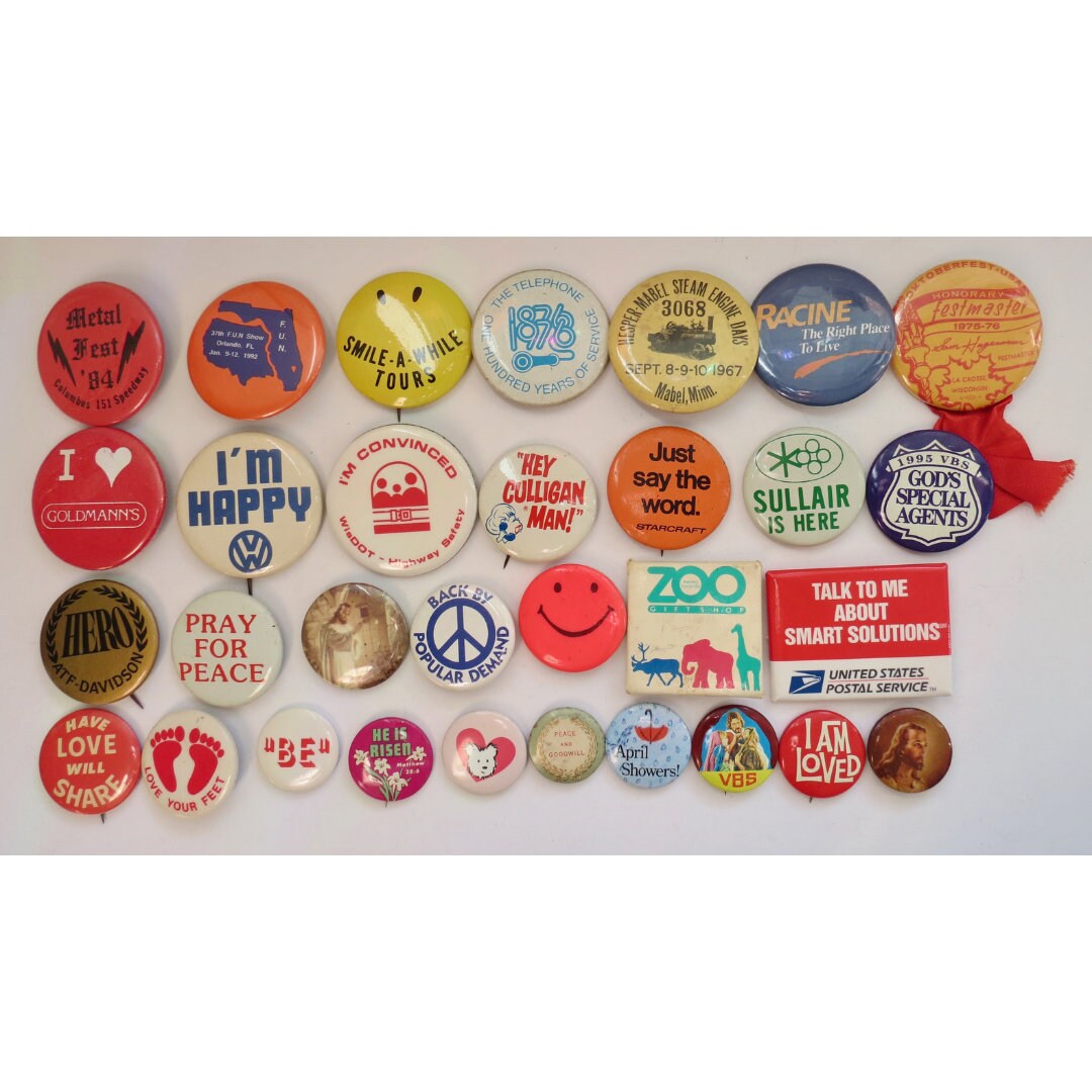 Vintage Pinback Buttons Misc. Novelty Pins You Choose Genuine Vintage ...