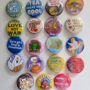 Vintage Style Pinback Buttons - 60s 70s 80s Misc. Novelty Pins - You ...