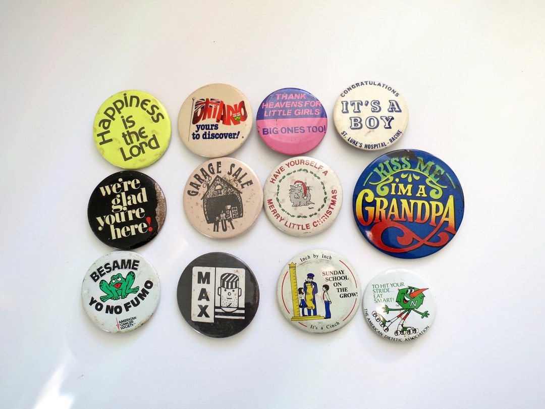 Vintage Pinback Buttons Misc. Novelty Pins You Choose Genuine Vintage ...