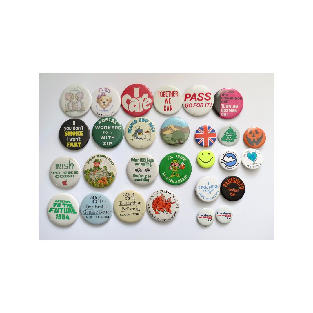 Vintage Pinback Buttons Misc. Novelty Pins You Choose Genuine Vintage ...