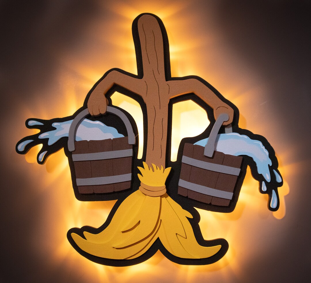 Magic Broom Sorcerer's Apprentice Mickey Disney Cruise Line Wooden Door ...