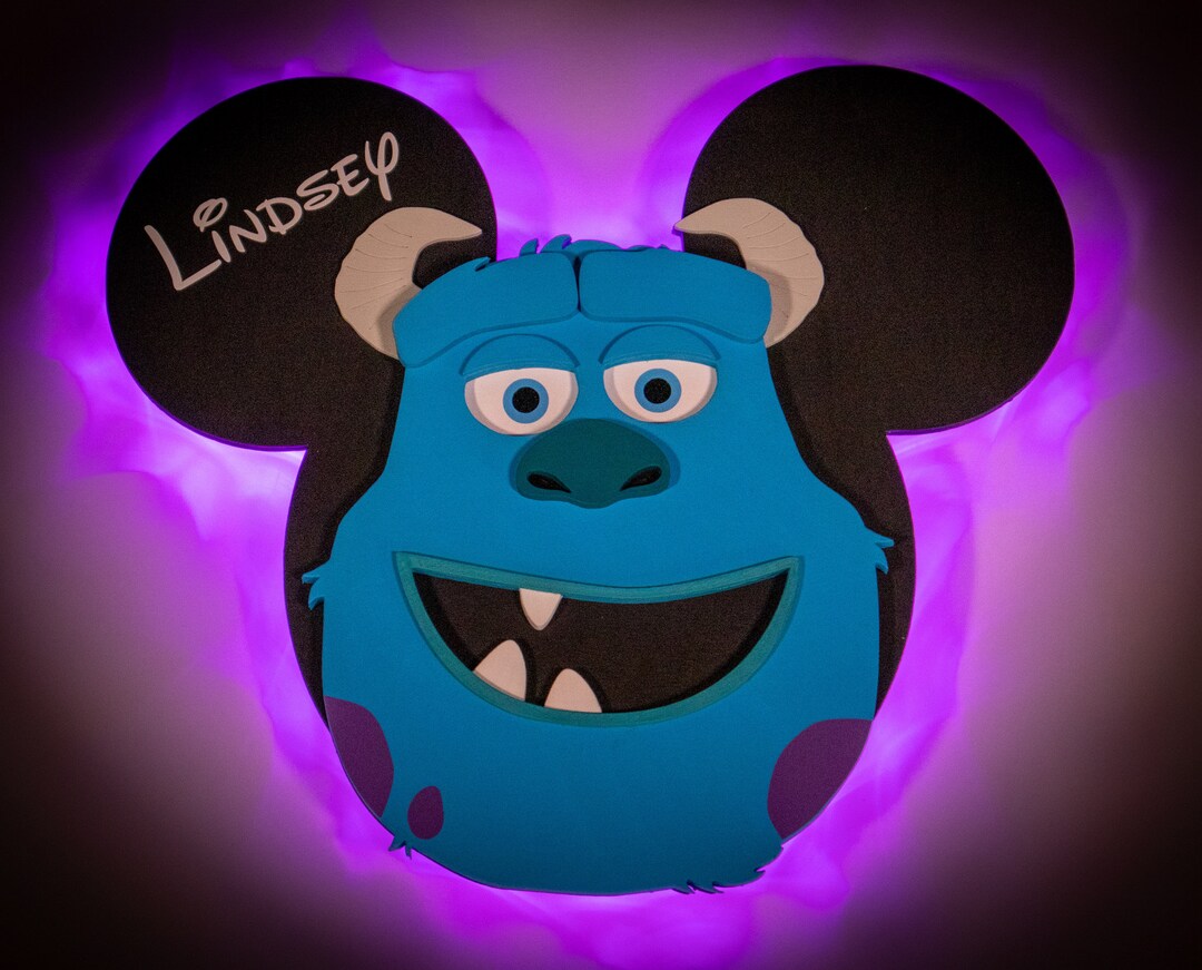 Sully Mickey Disney Cruise Line Wooden Door Magnet With LED Lights ...