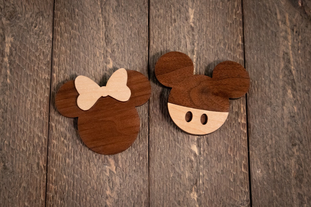 Mickey & Minnie Hardwood Magnets, Walnut and Maple Mickey Magnet ...