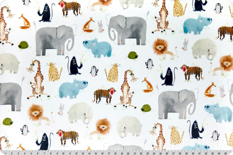 Zoo Folly Digital Cuddle Multi, Minky Fabric by the Yard, Shannon ...