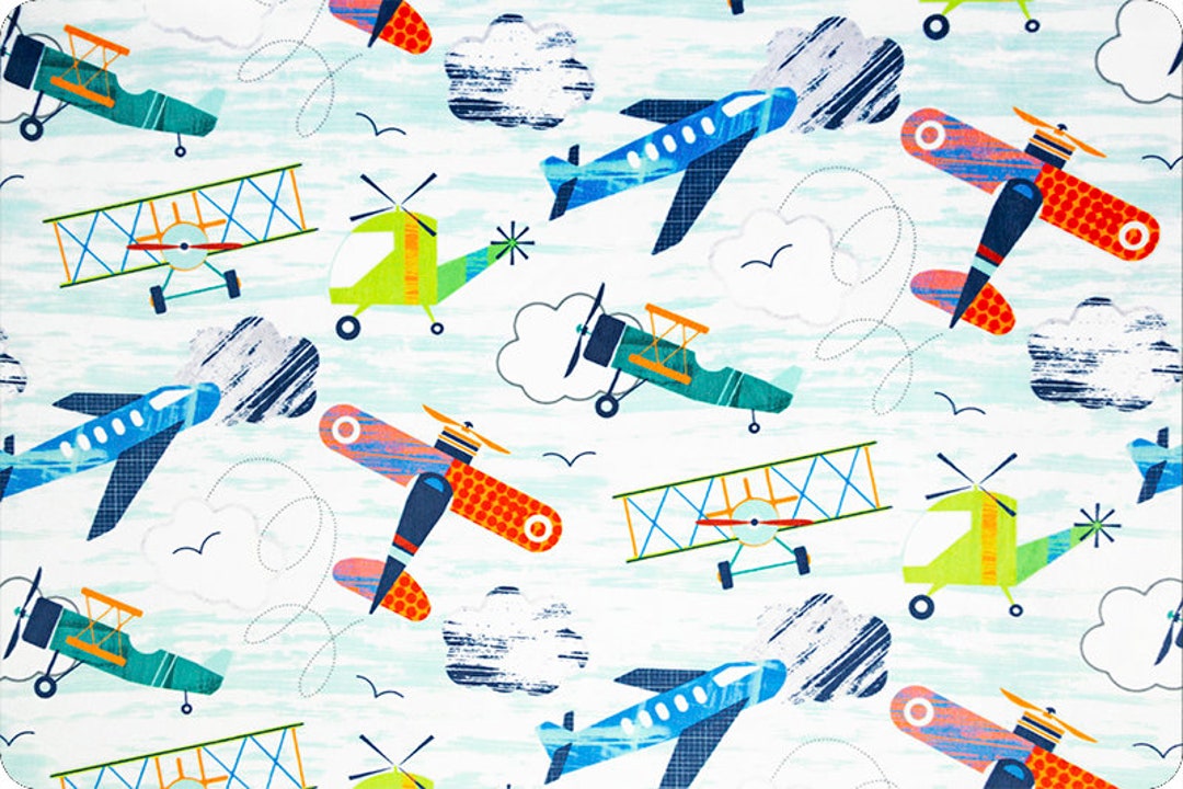 Airplanes Digital Minky, Shannon Fabrics Fly With Me Digital Cuddle ...