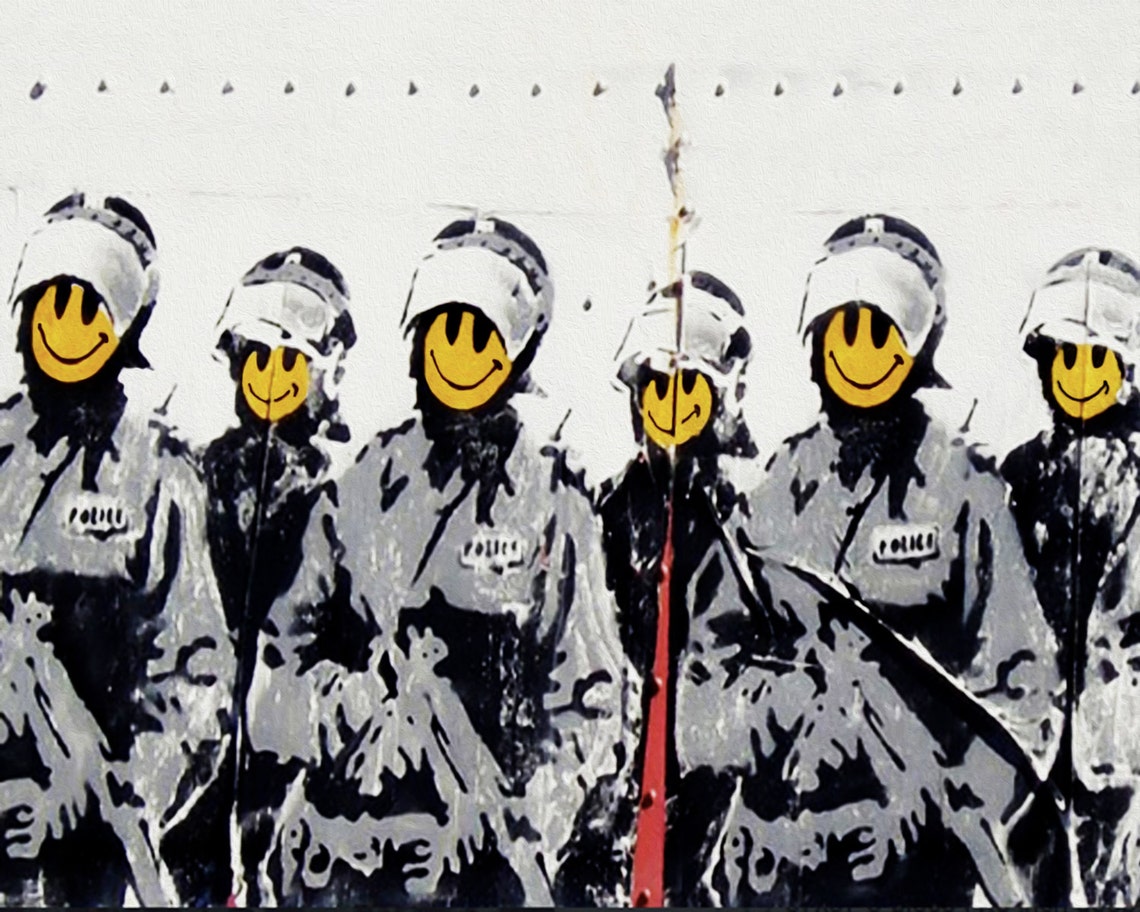 Banksy Canvas Smiley Cops Street Art Grafitti Premium Print - Etsy