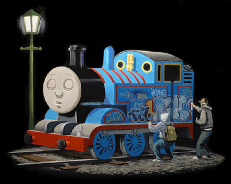 Banksy Canvas Thomas the Tank Engine Street Art Graffiti Premium Print ...