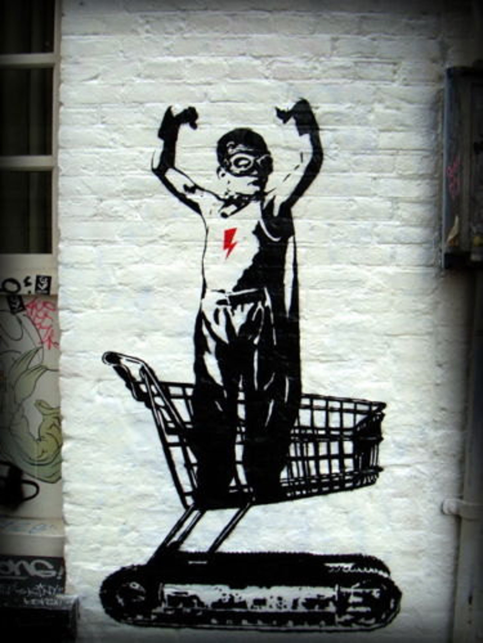 Banksy Canvas Shopping Cart Superhero Street Art Grafitti Premium Print ...