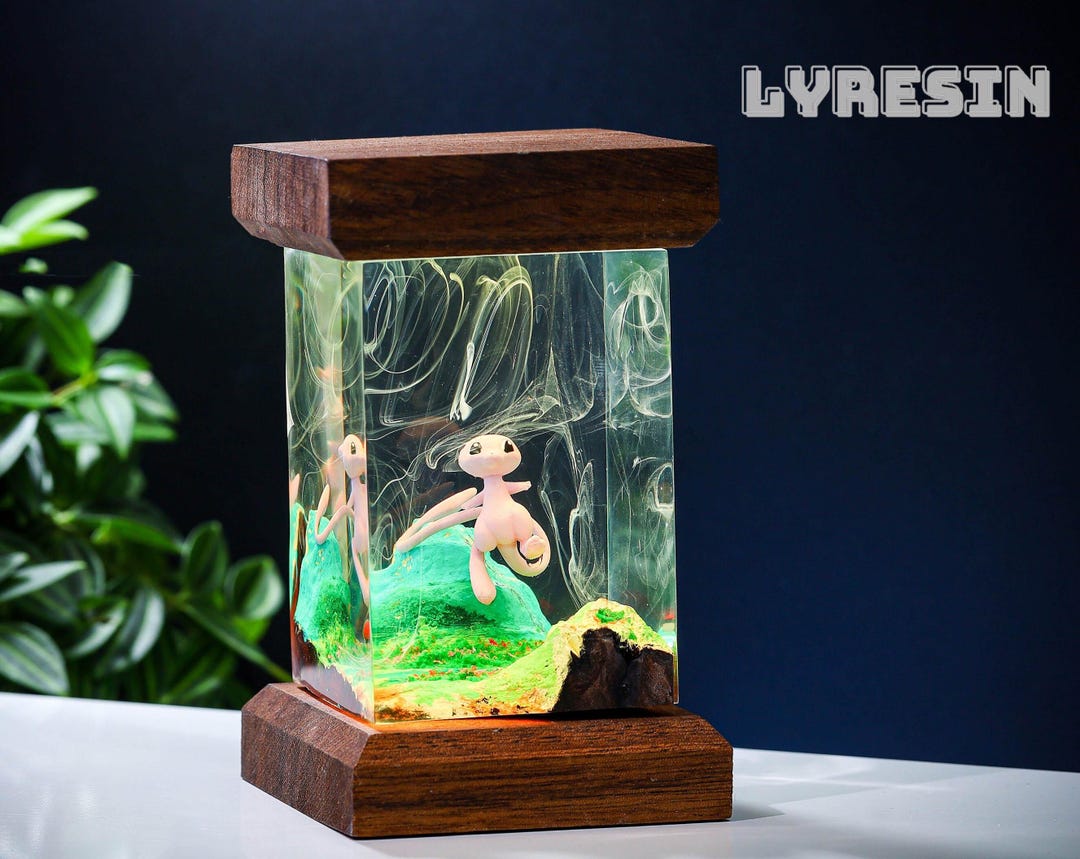 MEW POKE.MON Epoxy Lamp Custom Pok,,emon Resin Lamp Pokemon Terrarium ...