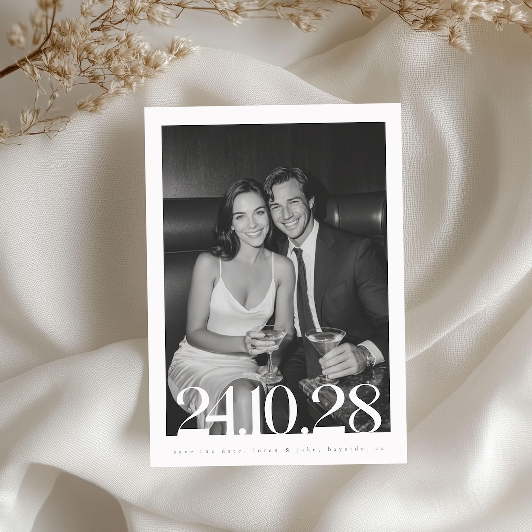Minimalist Save the Date With Photo | Modern Wedding Announcement ...