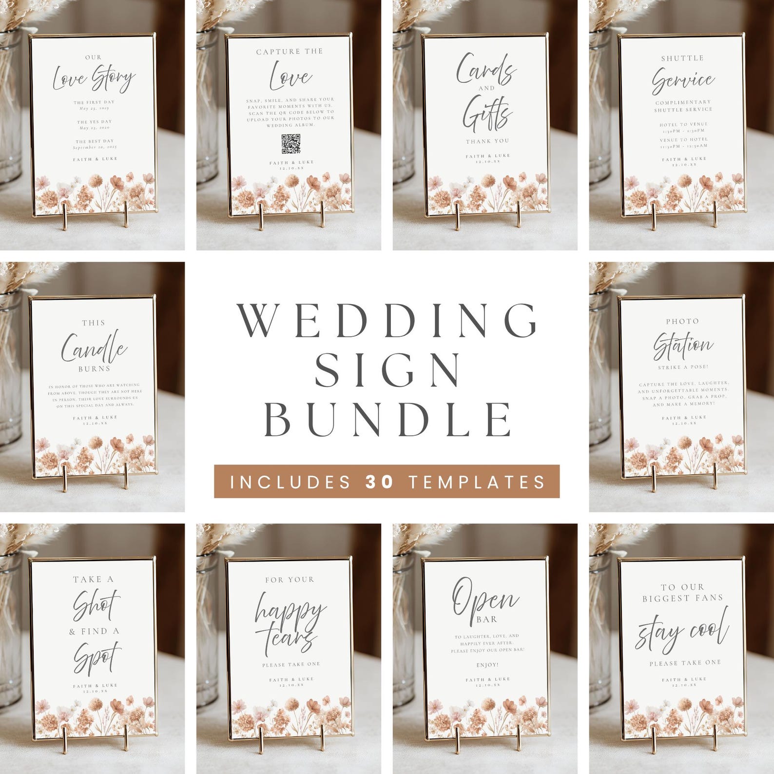 Terracotta Wedding Sign Bundle Template | Boho Canva Wedding Signs ...