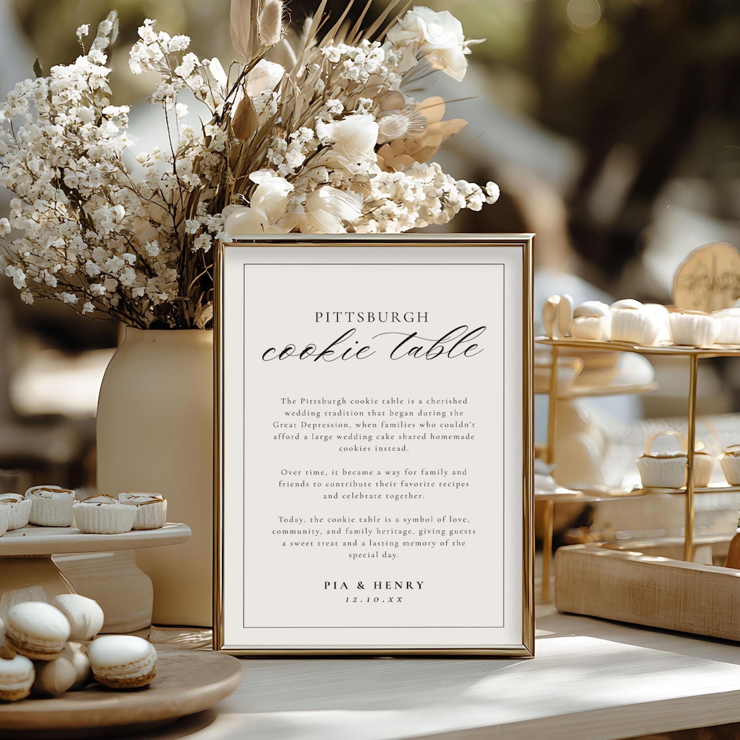 Pittsburgh Cookie Table Sign, Printable Wedding Decor, Editable Dessert ...