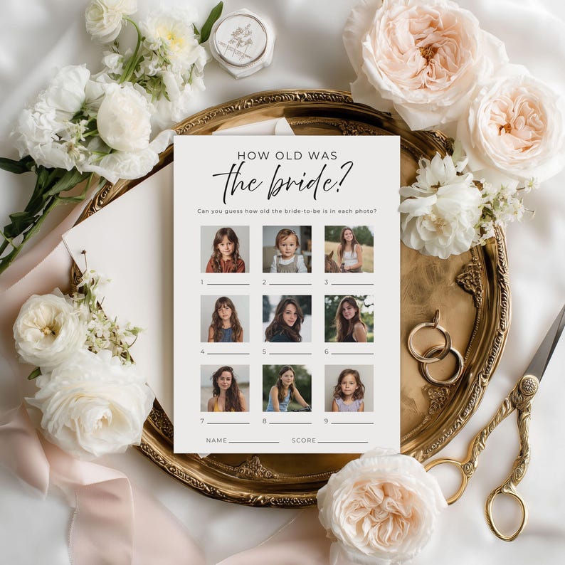 How Old is the Bride Template, Editable Bridal Shower Game, Printable ...