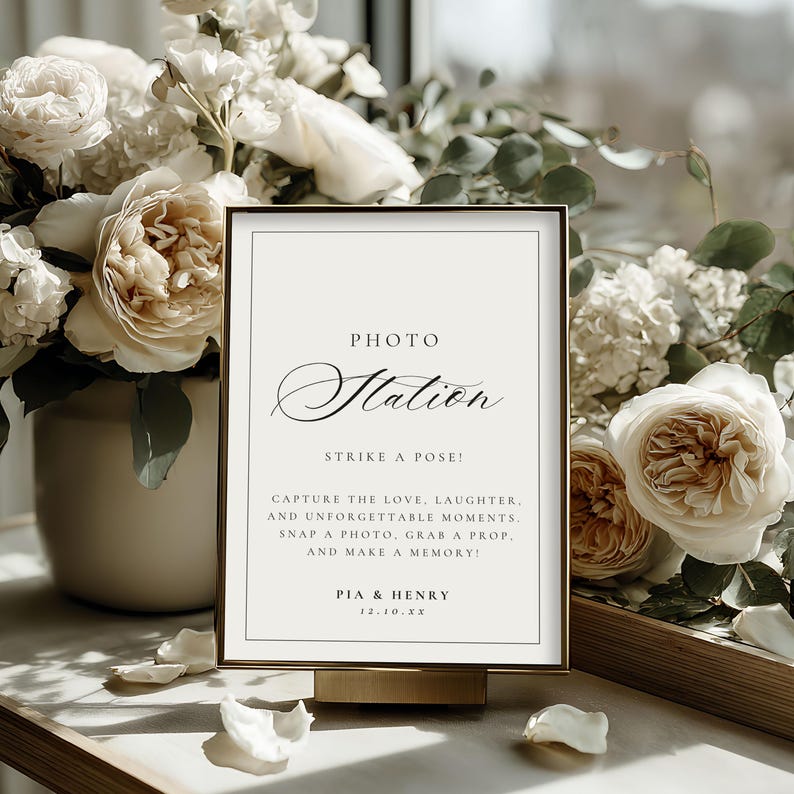 Photo Station Wedding Sign Template, Printable Photo Booth Sign, Snap a ...