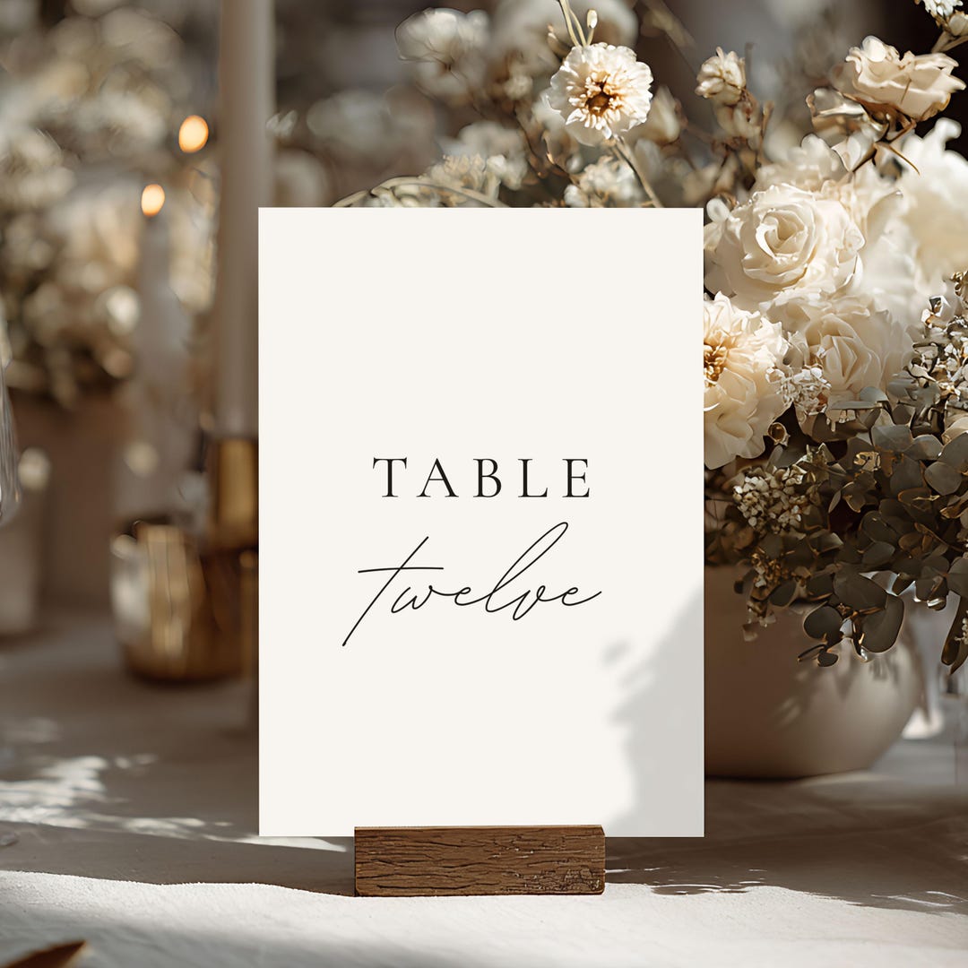 Editable Wedding Table Number Card Design, Elegant Printable Template ...