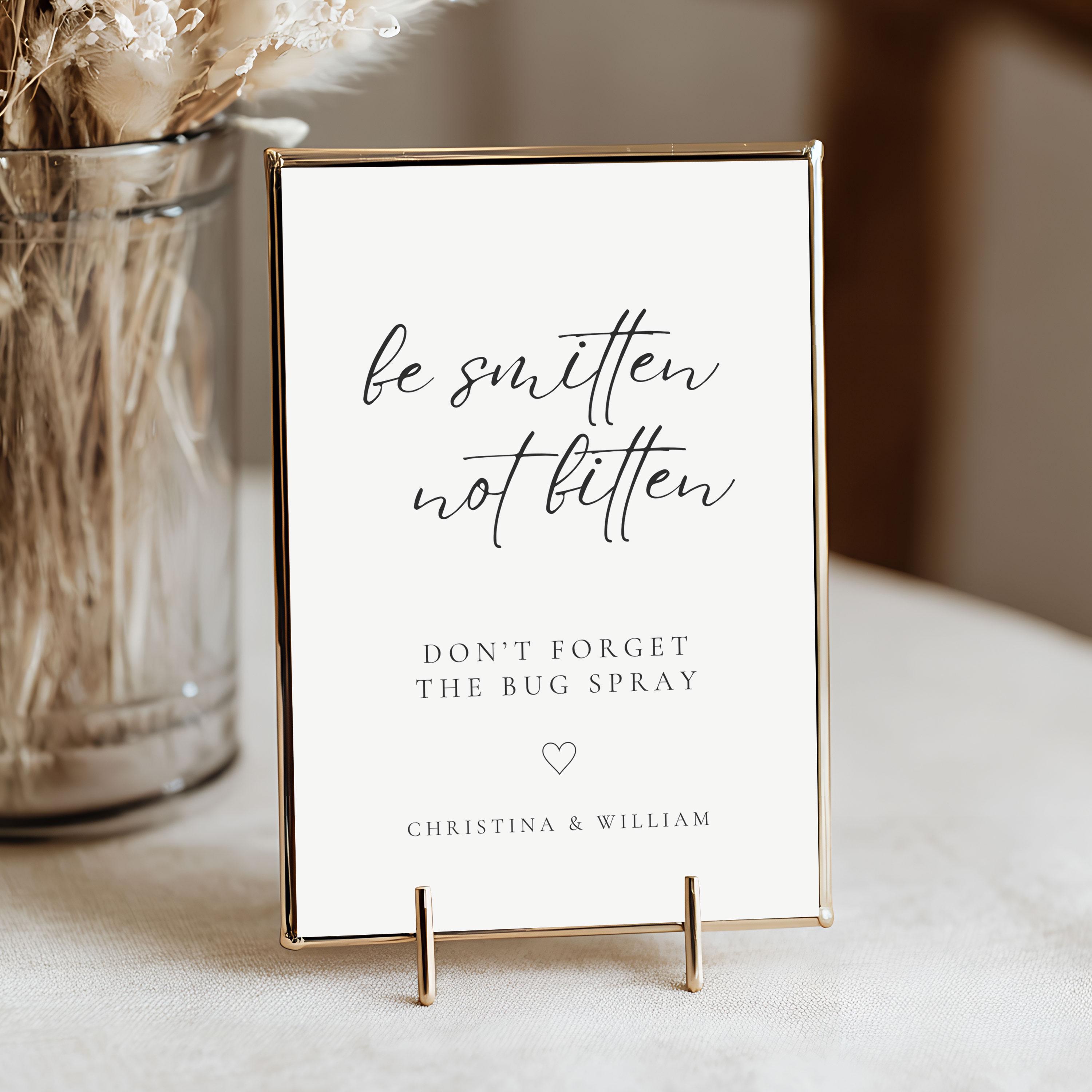 Bug Spray Sign for Wedding, Be Smitten Not Bitten Template, Outdoor ...