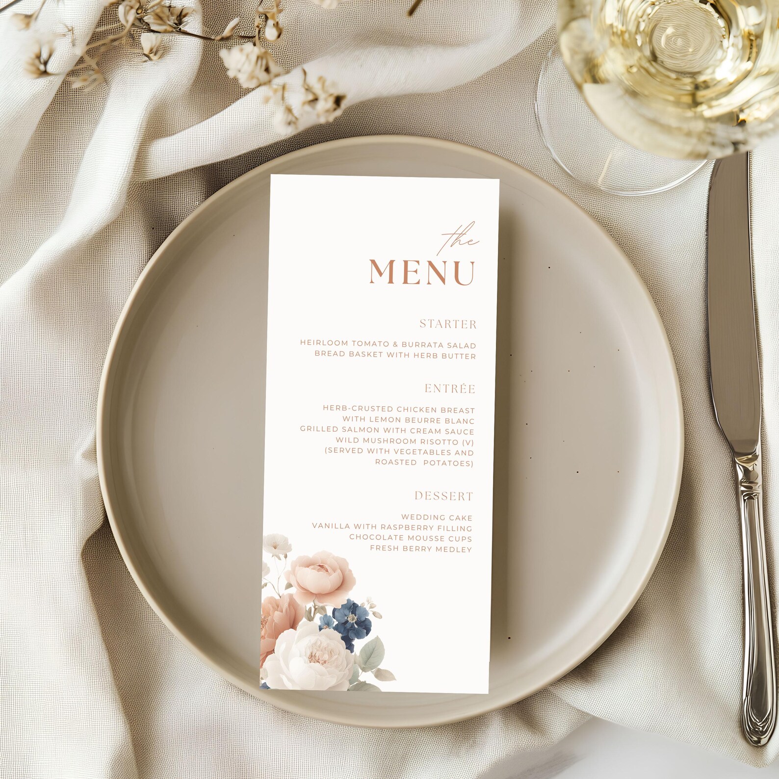 Burnt Orange Wedding Menu Template | Floral Terracotta Dinner Menu Card ...