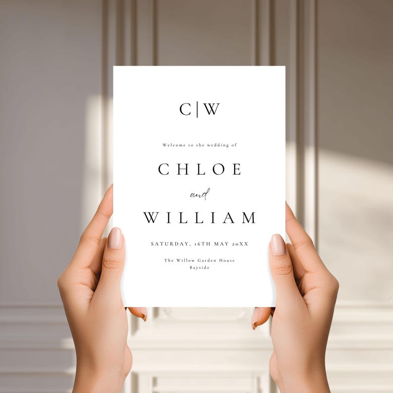 Elegant Wedding Program Template, Customizable Formal Ceremony Program ...