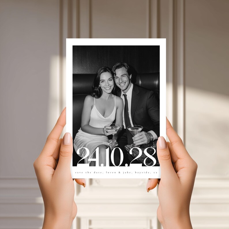 Minimalist Save the Date With Photo | Modern Wedding Announcement ...