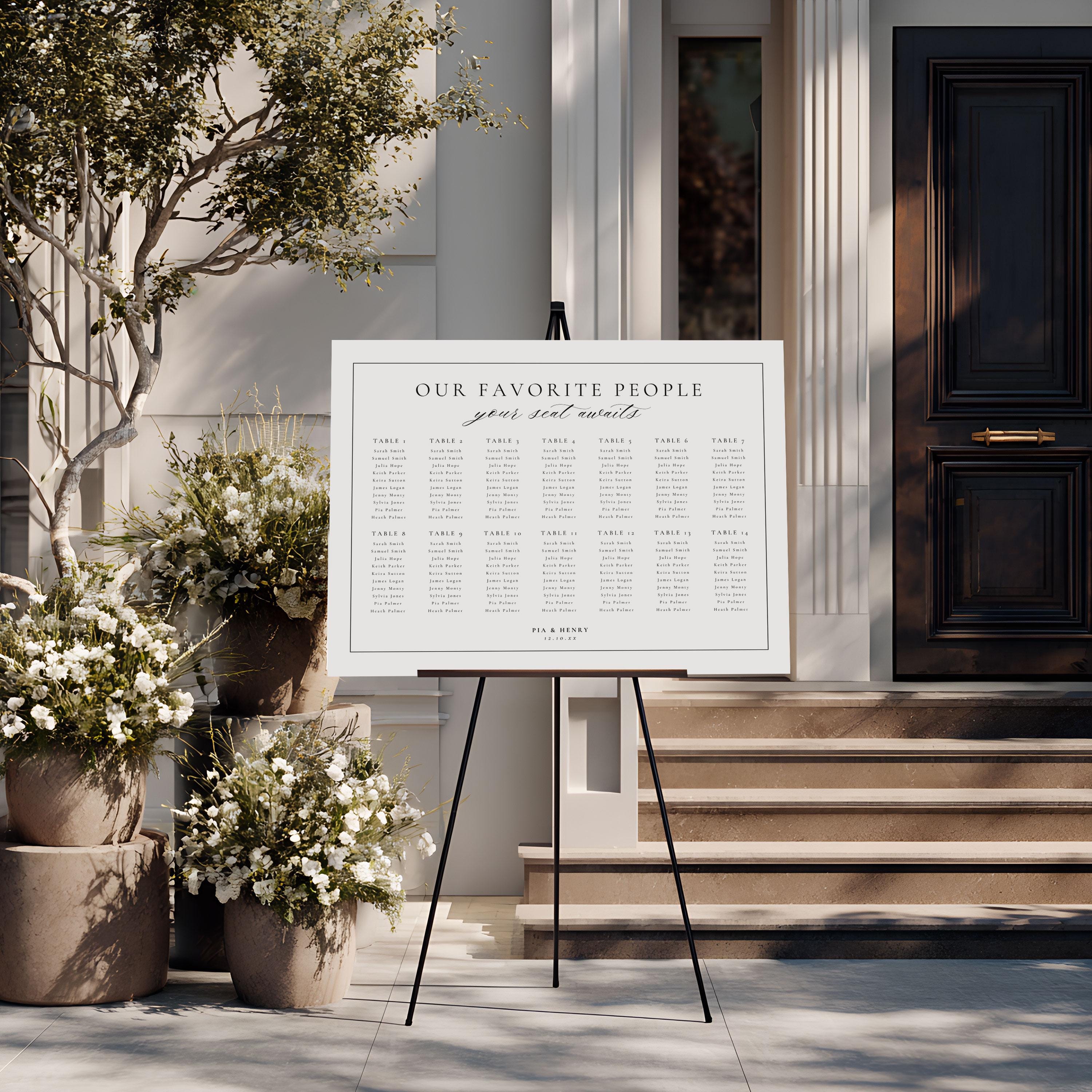 Landscape Seating Chart Template, Customizable Horizontal Wedding ...