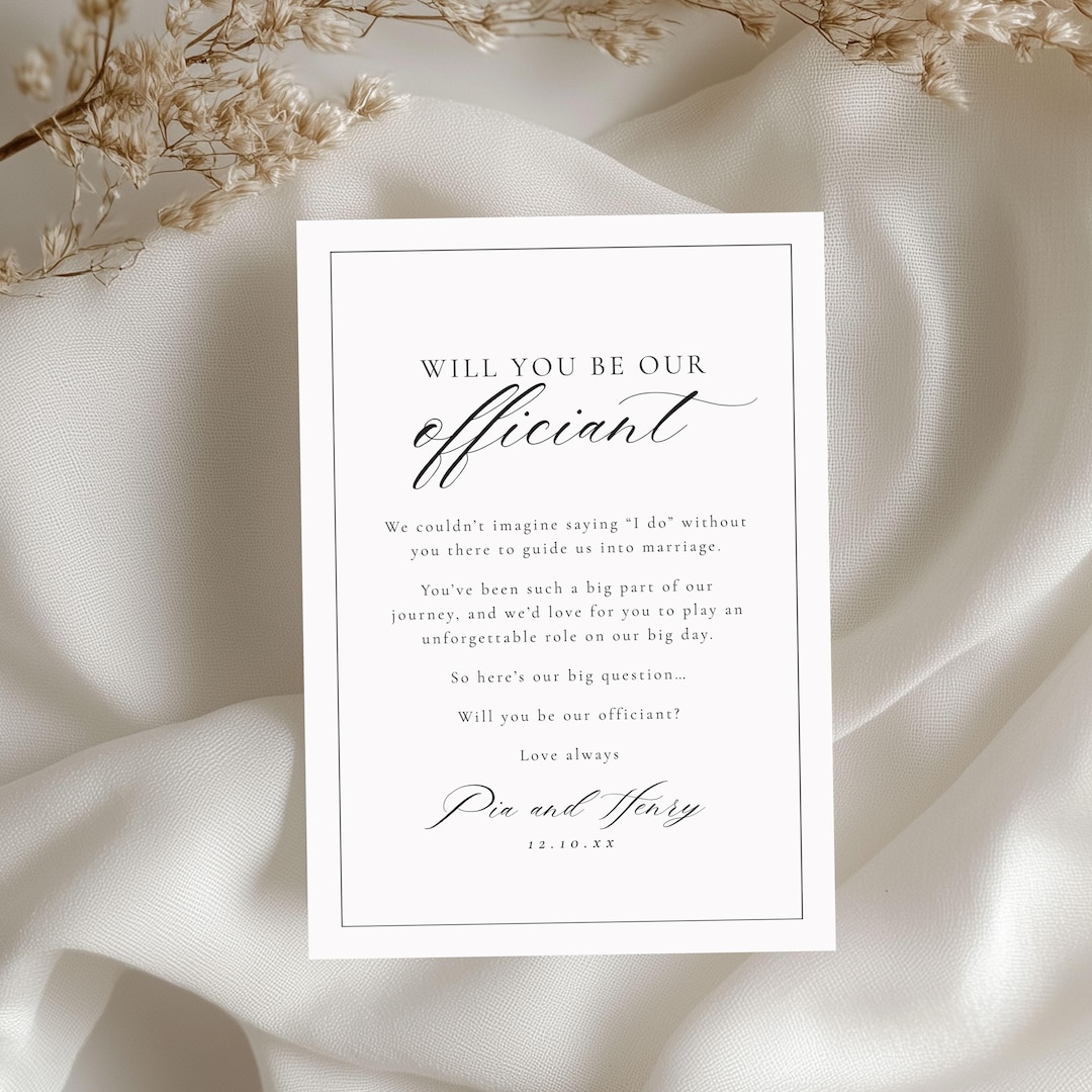 Officiant Proposal Card Template, Editable Design, Will You Marry Us ...