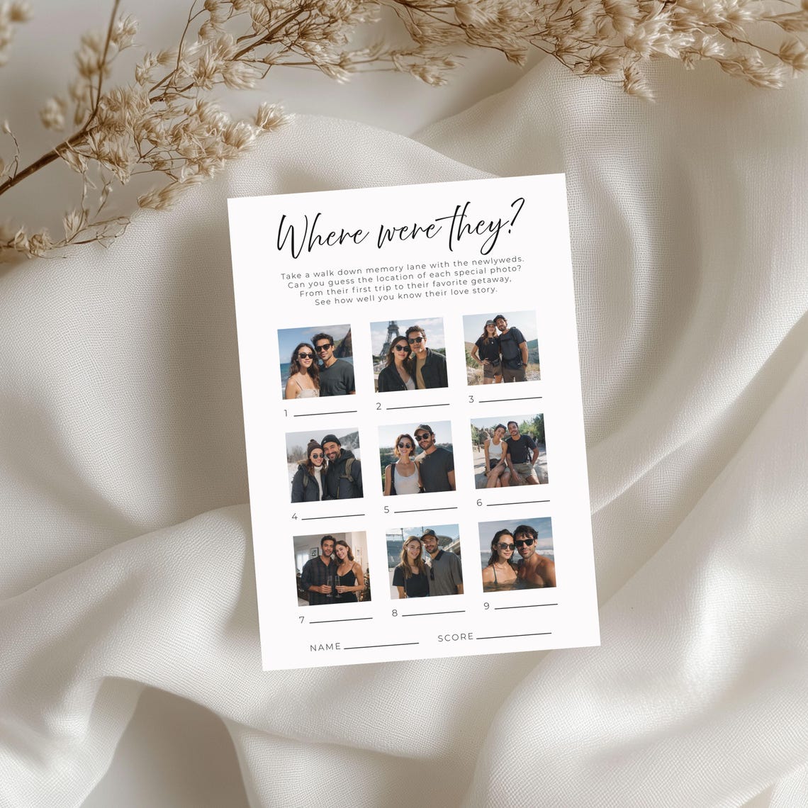 Where Were They Bridal Shower Game Printable, Travel Photo Matching ...