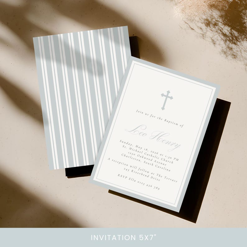 First Holy Communion Bundle for Boys, Blue Editable Invitation ...