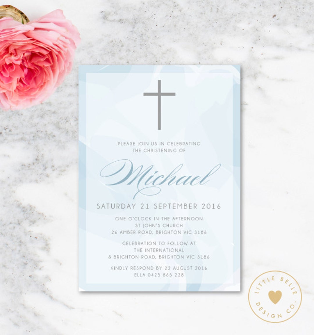 Boy Christening Invitation Printable / Boy Baptism Invite / - Etsy ...