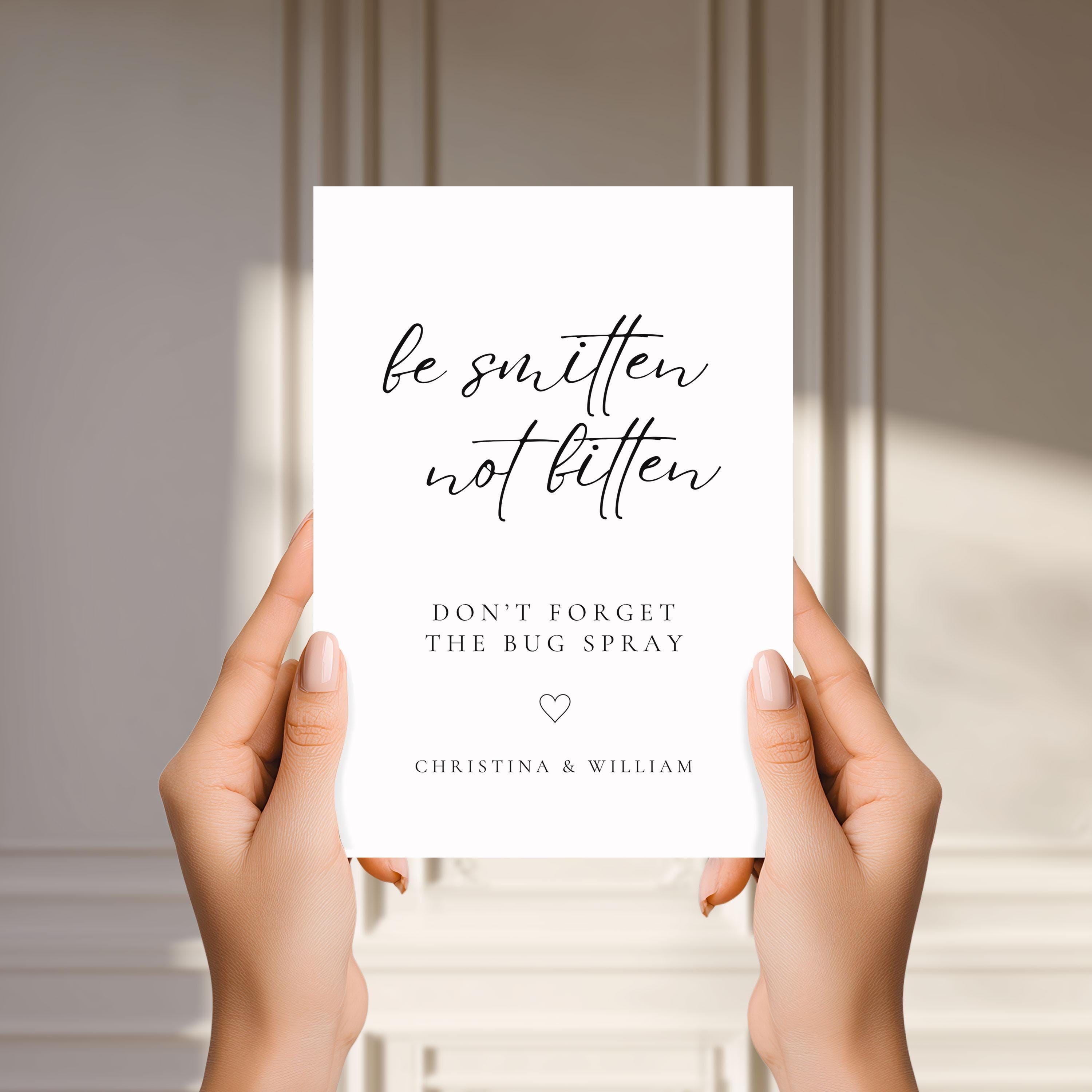 Bug Spray Sign for Wedding, Be Smitten Not Bitten Template, Outdoor ...