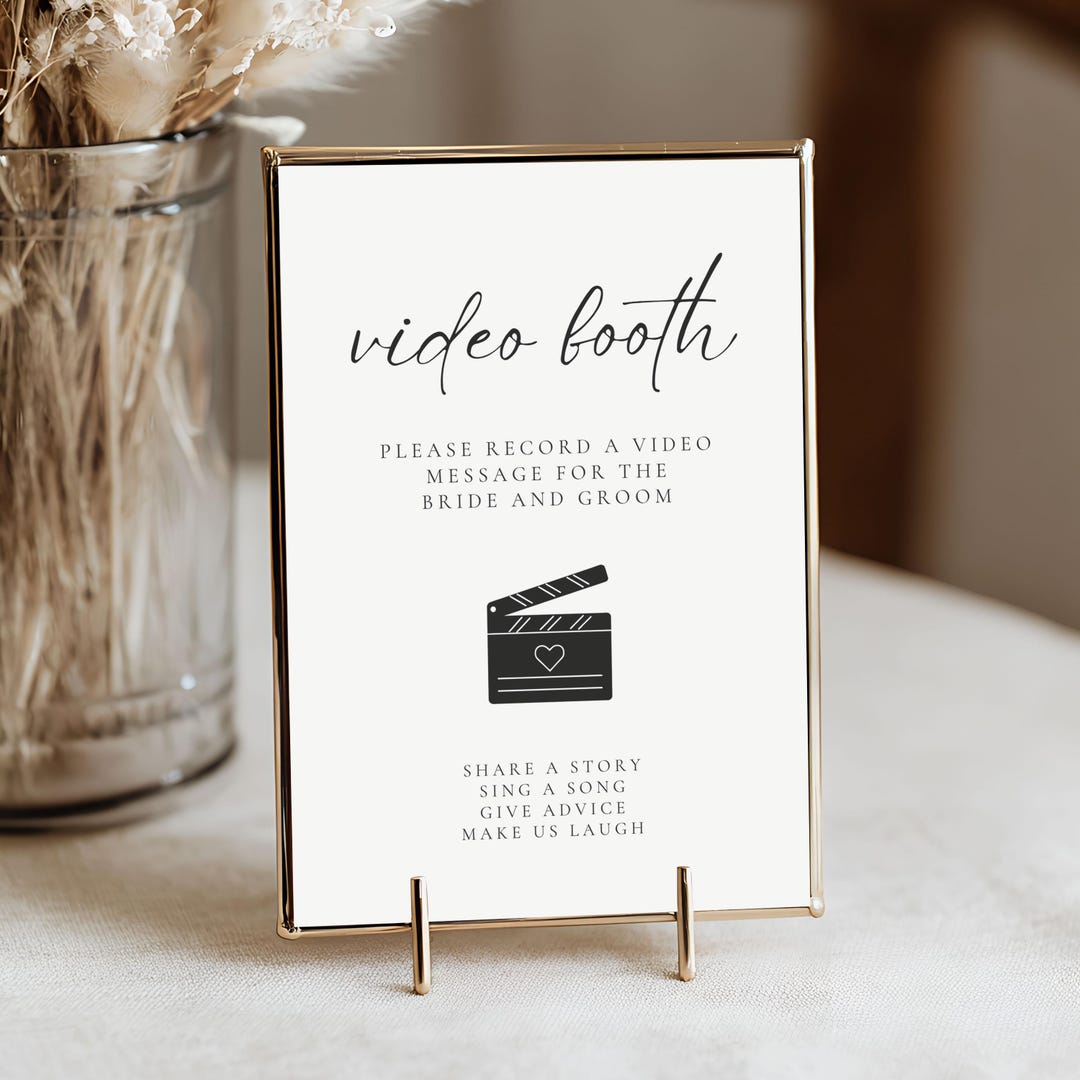 Wedding Video Booth Sign, Editable Video Guestbook Template, Printable ...