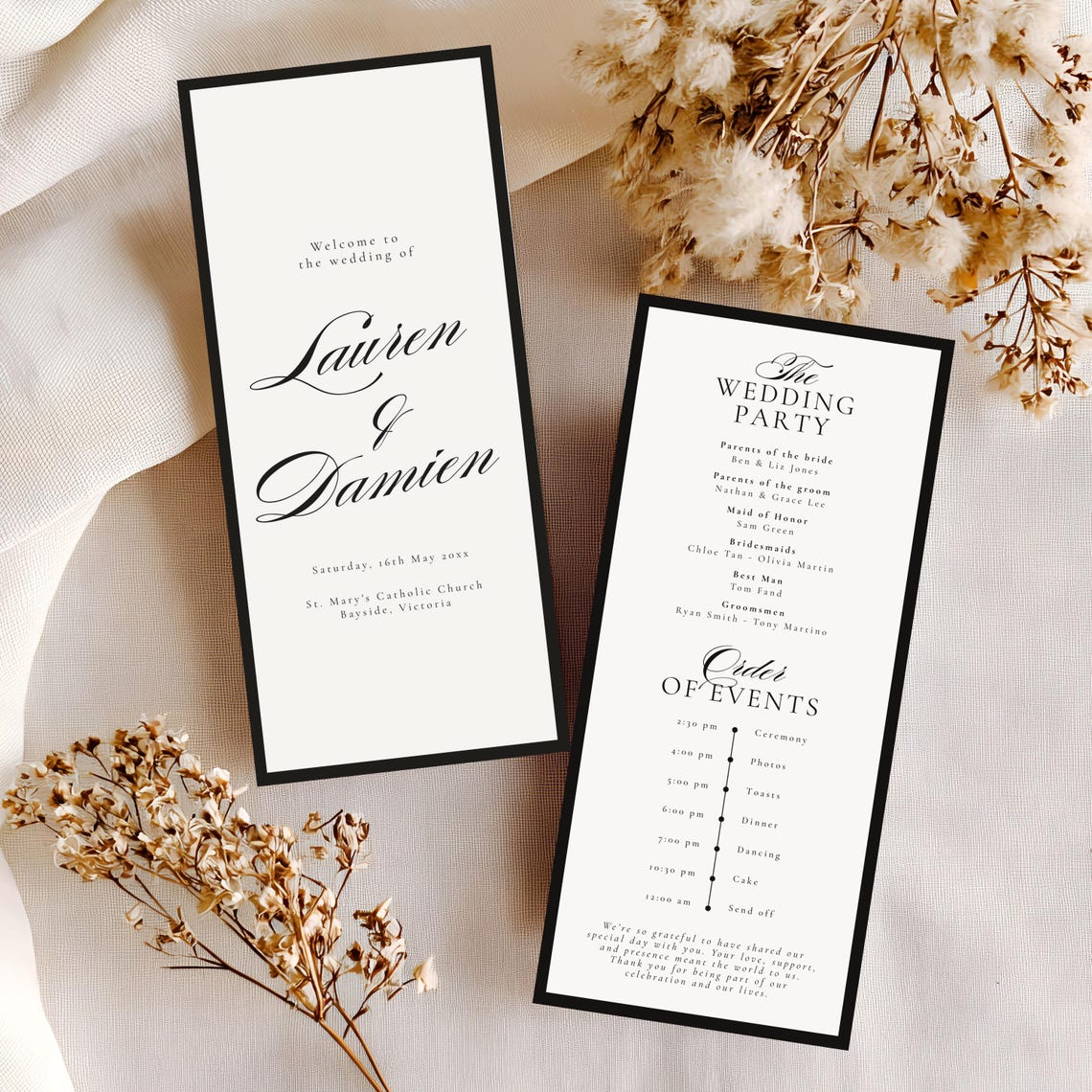 Old Money Wedding Program Template, Elegant Printable Ceremony Program ...
