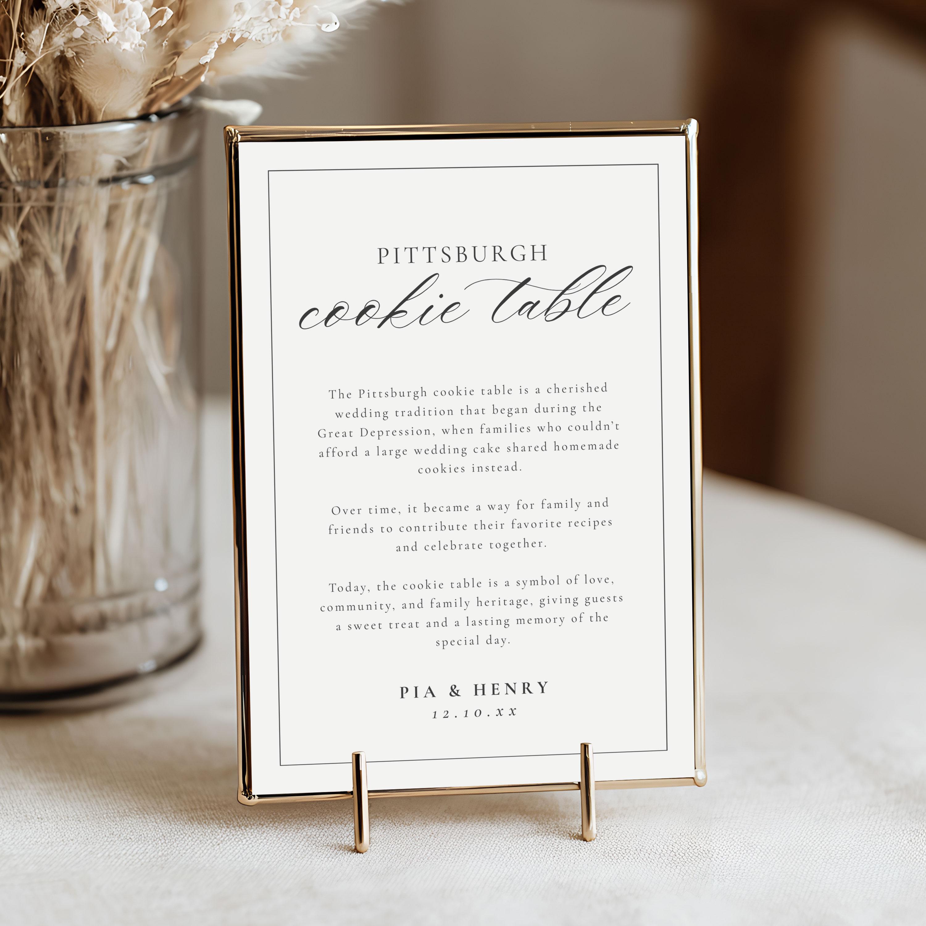 Pittsburgh Cookie Table Sign, Printable Wedding Decor, Editable Dessert ...