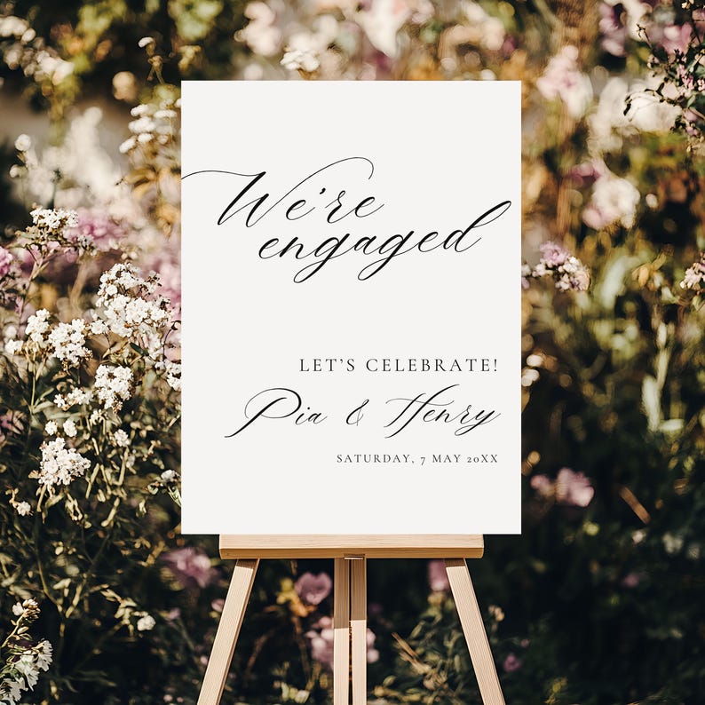 We’re Engaged Poster Template, Customizable Engagement Party Welcome ...