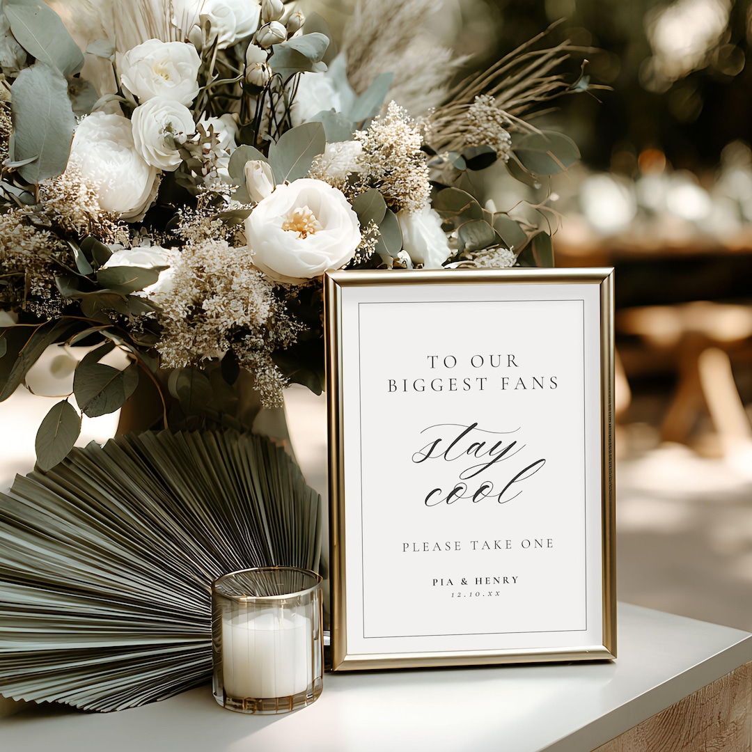 Grab a Fan Sign | Editable Wedding Fan Sign Template | Outdoor Ceremony ...