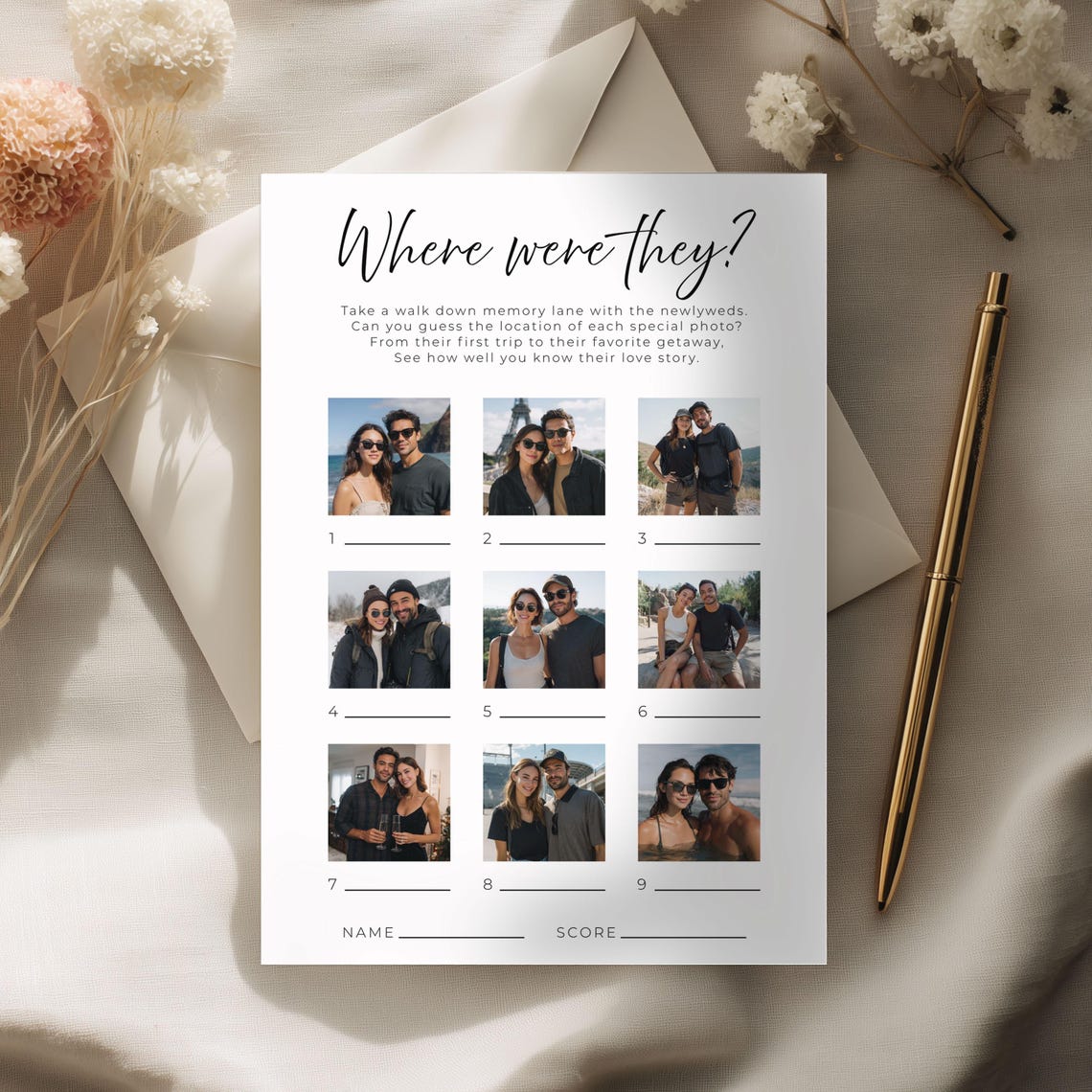 Where Were They Bridal Shower Game Printable, Travel Photo Matching ...